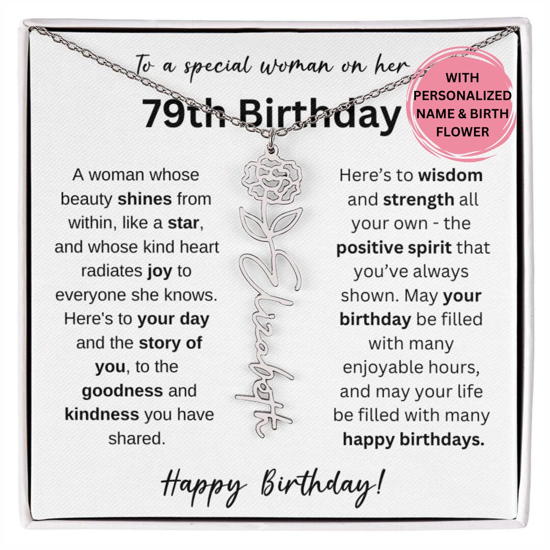 79th Birthday Birth Flower Necklace, 79th Birthday Gift, 79th Gift for ...