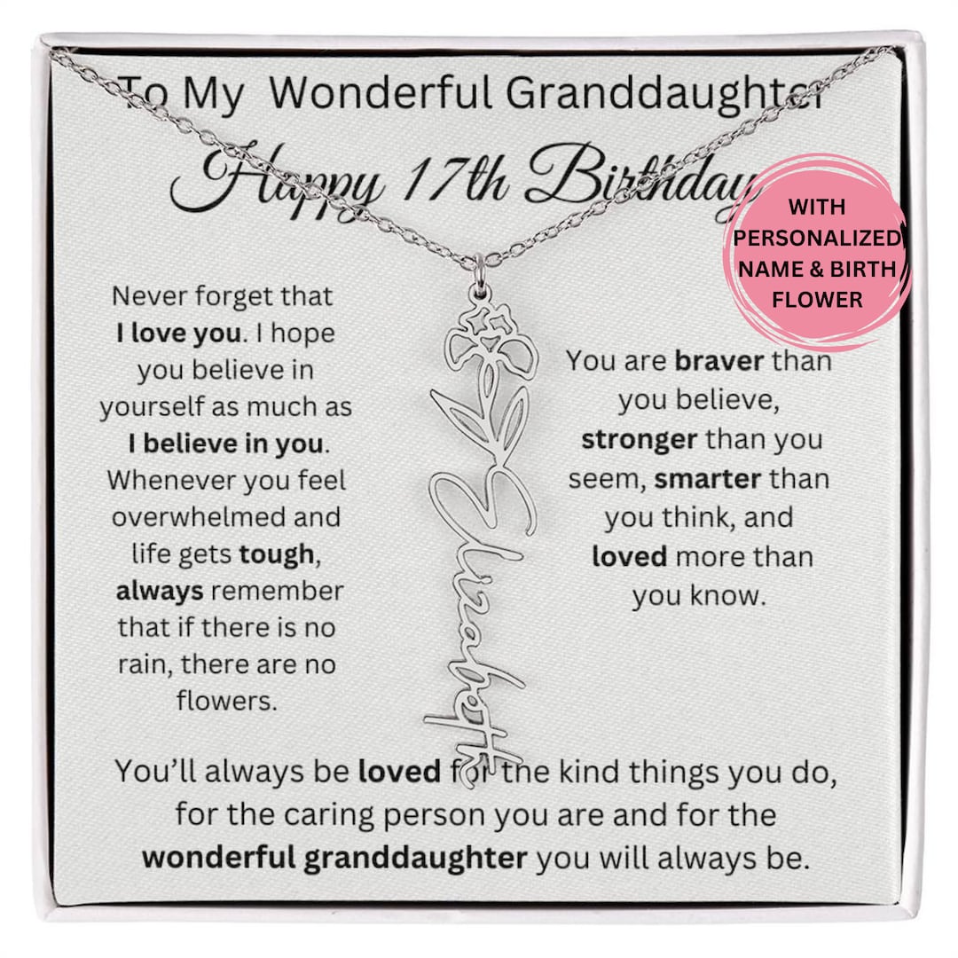 17th Birthday Necklace, Gift for Granddaughter, Girl Turning 17 ...