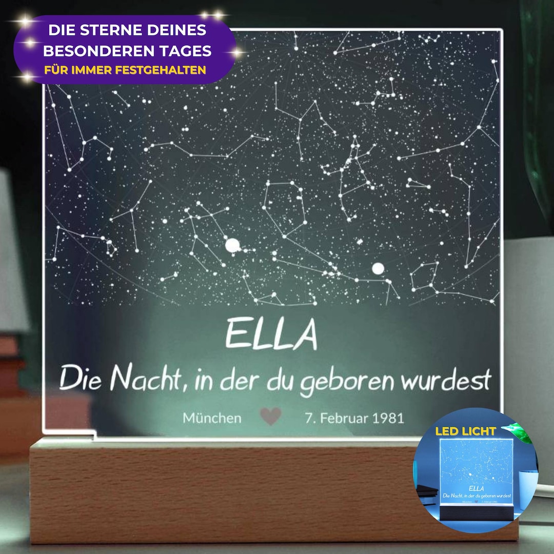 Personalisierte Sternenkarte Geschenk Zum Geburtstag, Sternenhimmel Am ...
