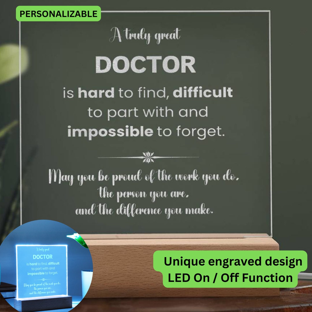 Doctor Engraved Acrylic Plaque, Doctor Thank You Gift, MD Doctor ...