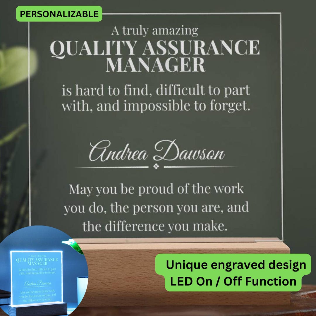 Quality Assurance Manager Acrylic Plaque, QA Thank You Gift, Office ...