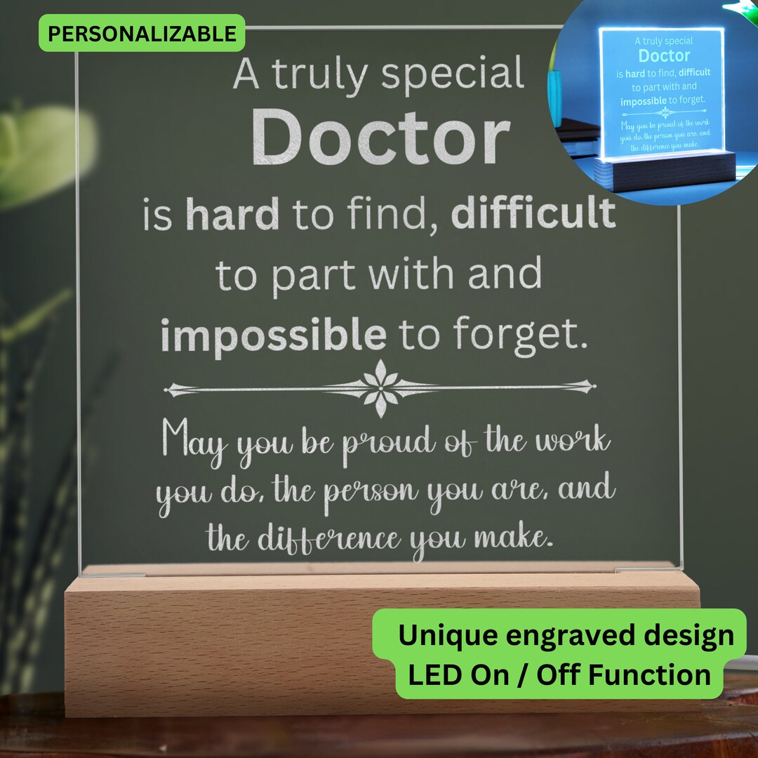 Personalized Doctor Thank You Gift, Engraved Doctor Plaque, Custom ...