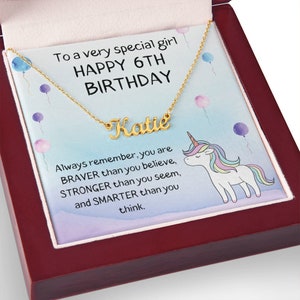 6th Birthday Gift Girl, Sixth Birthday. Personalized Name Necklace ...