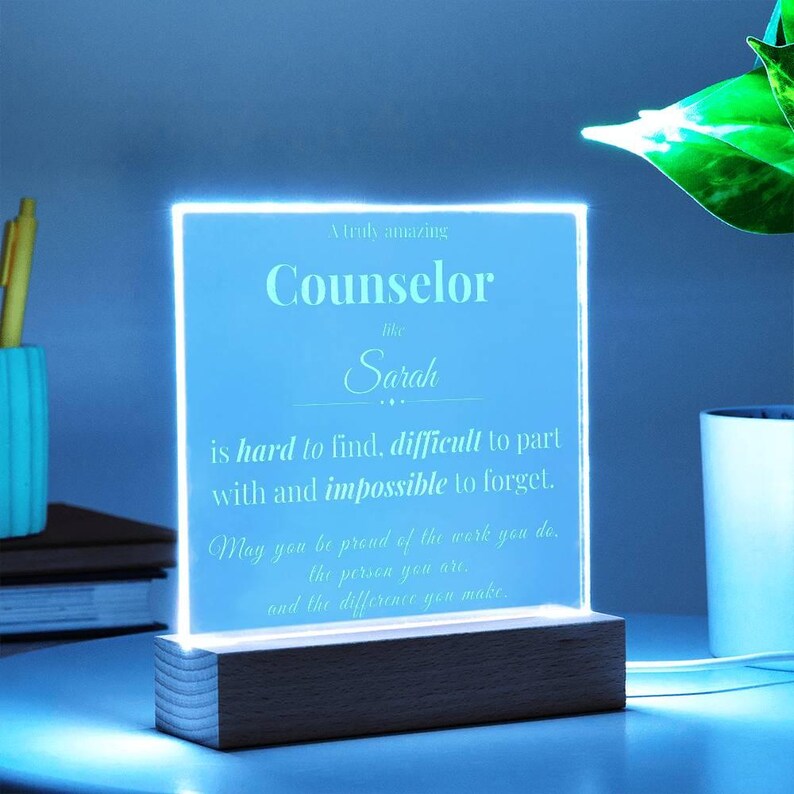 Custom Counselor Acrylic Desk Plaque, Engraved Name Plate for Therapist ...