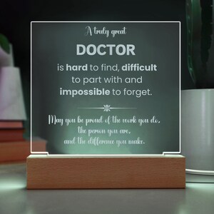 Doctor Engraved Acrylic Plaque, Doctor Thank You Gift, MD Doctor ...