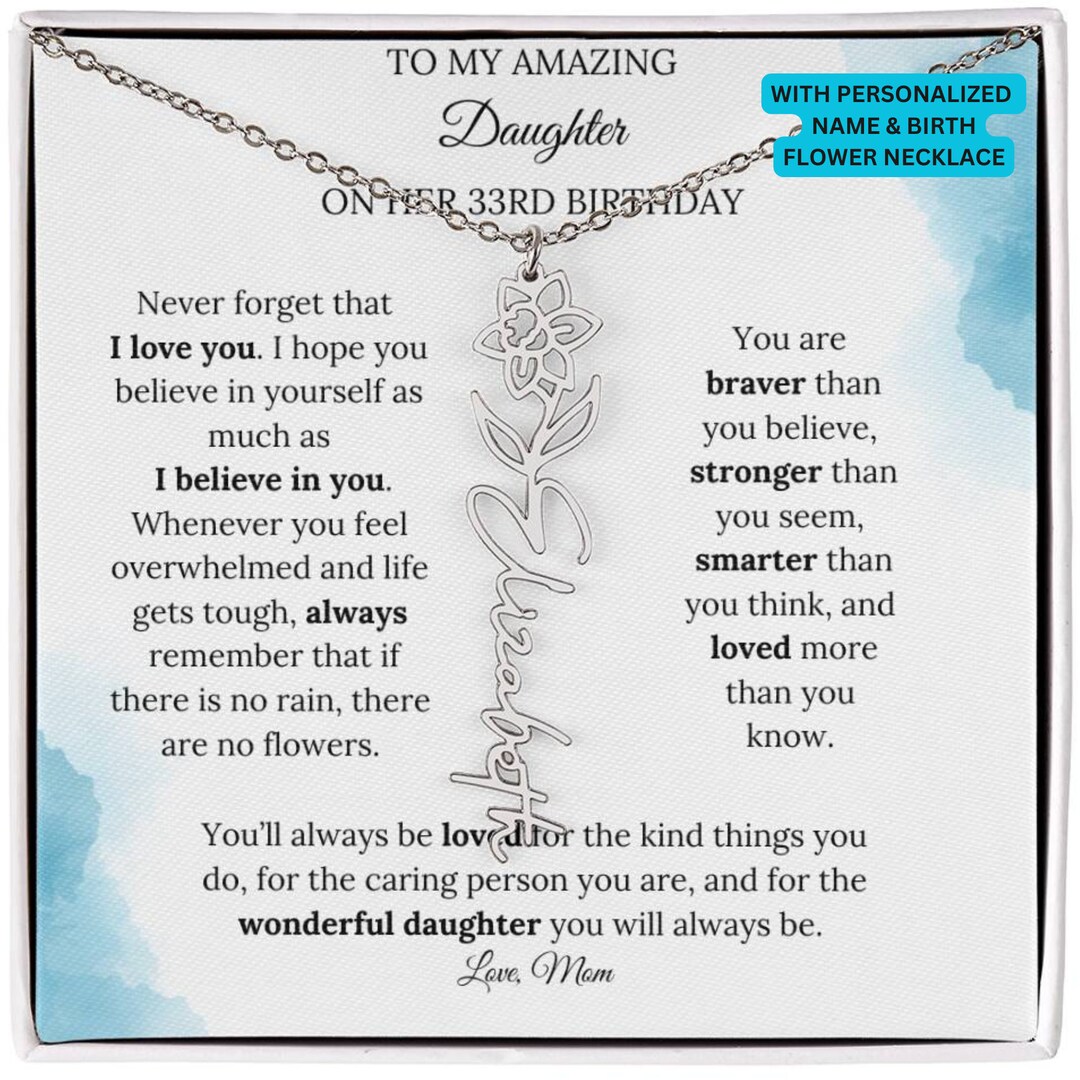 Daughter Gifts for 33rd Birthday, Birthmonth Flower Name Necklace 33rd ...