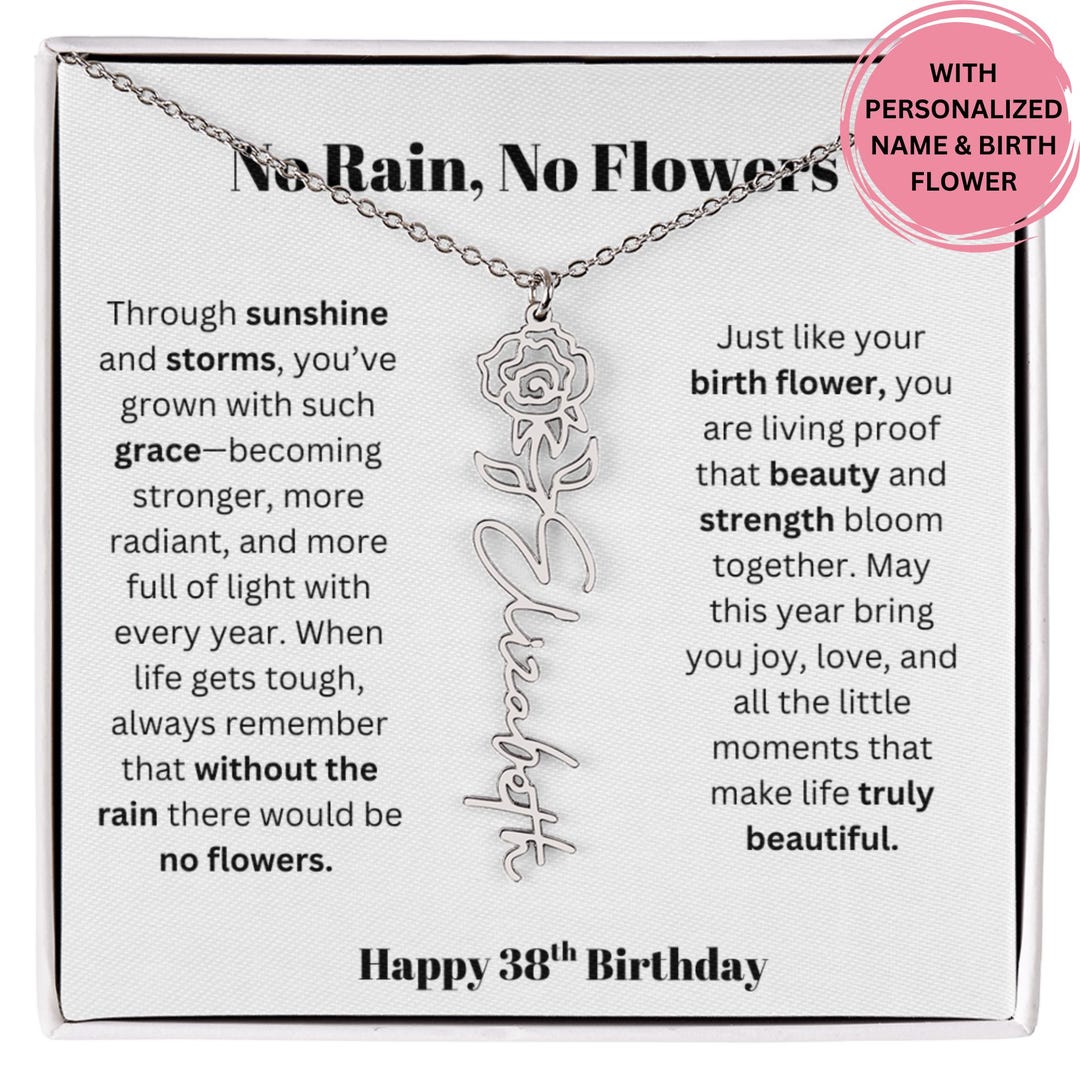 Personalized Birth Flower Necklace – Custom 38th Birthday Gift, Birth ...