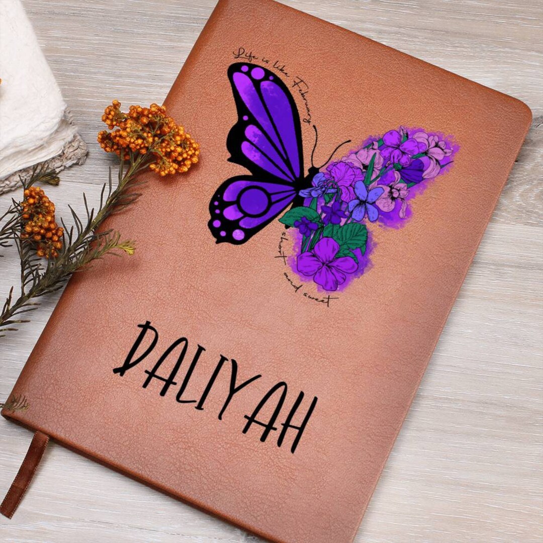 Birth Flower Name Journal February, Personalized Notebook, Birth Month ...