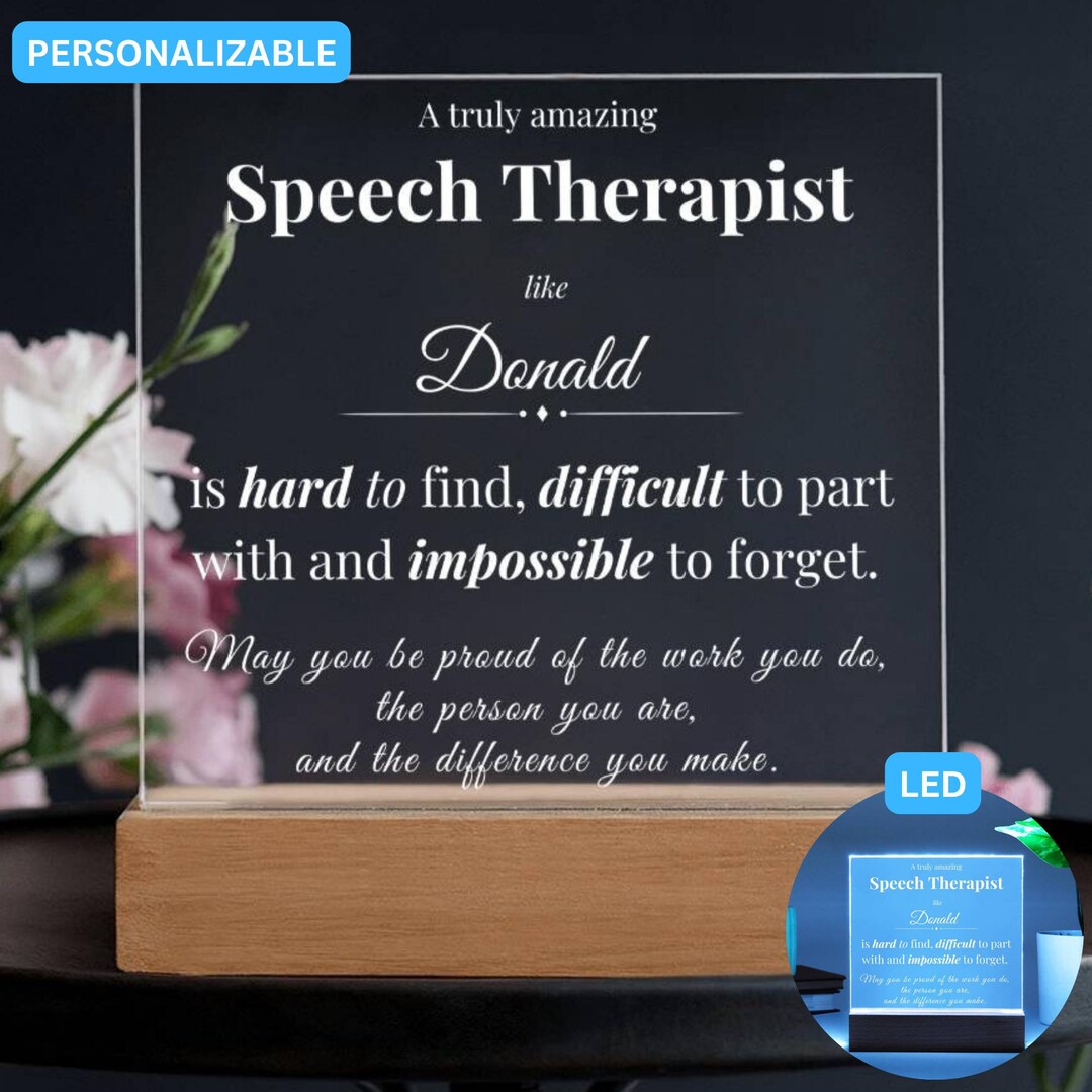 Personalized Acrylic Plaque for Speech Therapist, Custom LED Name Sign ...