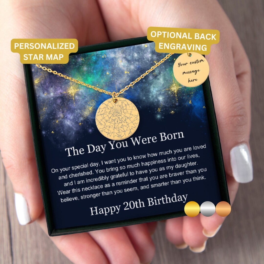 20th Birthday Gift With Custom Star Map and Date, Night You Were Born ...