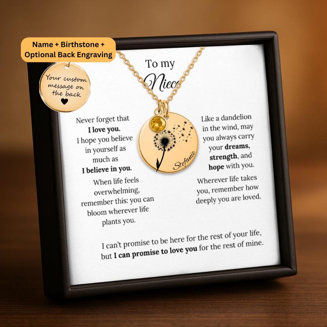 Born to Bloom Name Necklace for Niece, Personalized Dandelion Jewelry ...