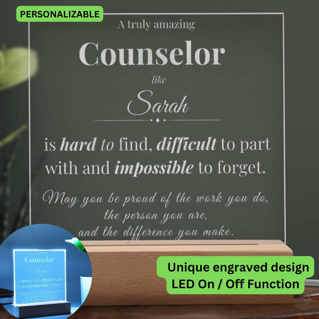 Custom Counselor Acrylic Desk Plaque, Engraved Name Plate for Therapist ...