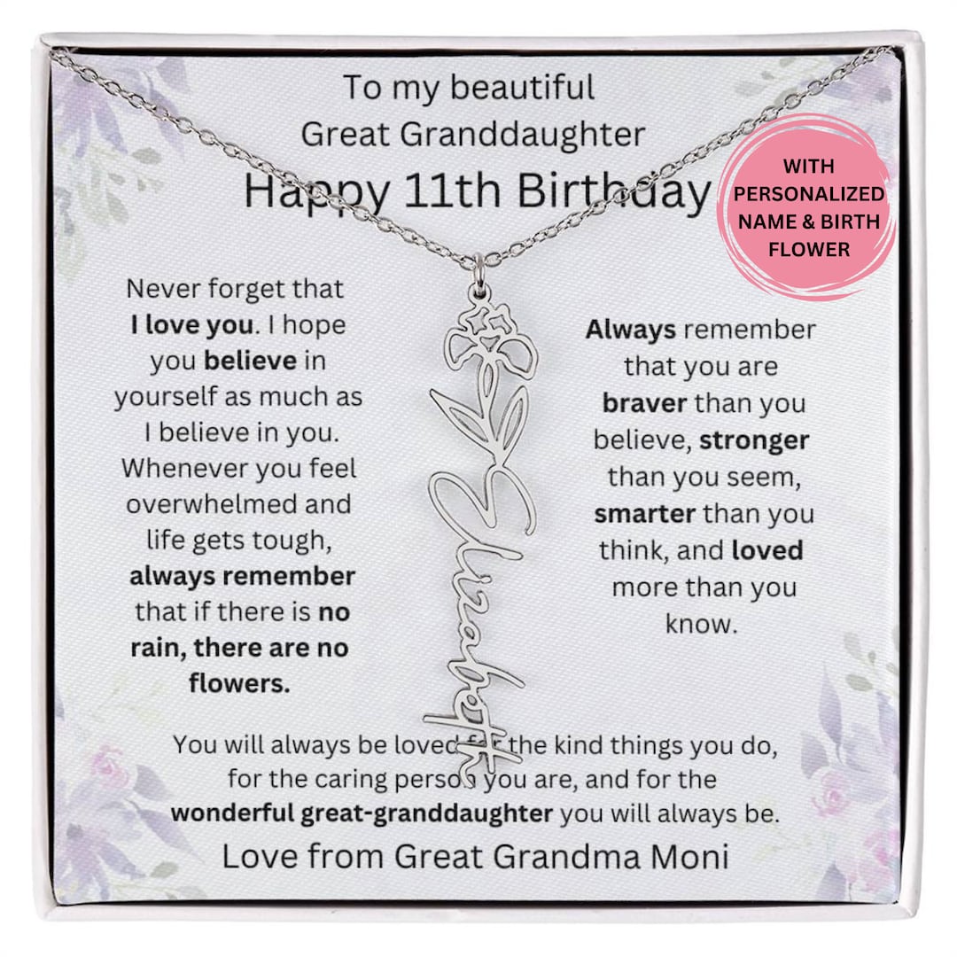 11th Birthday Great Granddaughter Birthday Card With Birth Month Flower ...