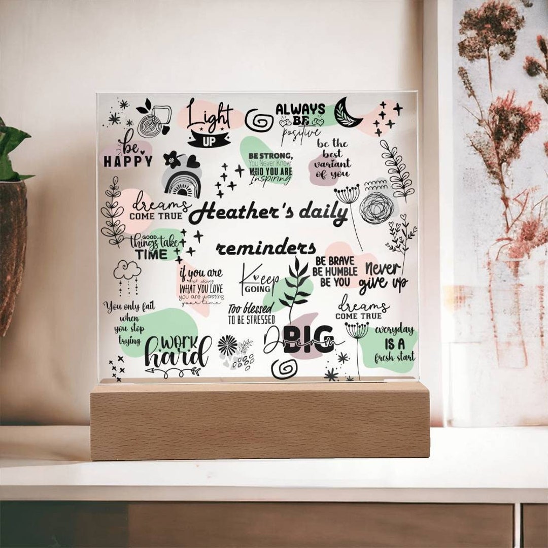 Daily Reminders LED Acrylic Plaque, Personalize Boho Daily Reminders ...