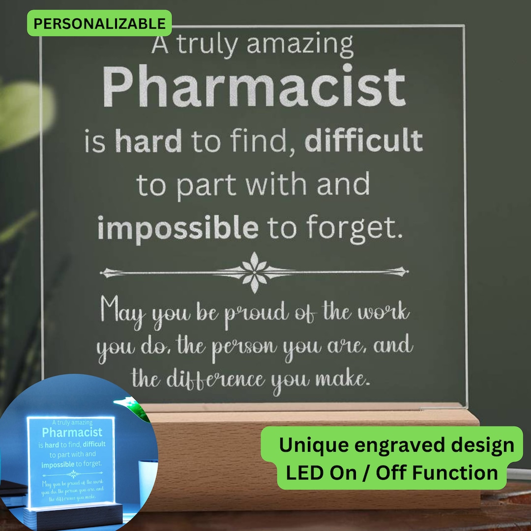 Pharmacist Gift, Custom Engraved Plaque Pharmacy Gifts, Pharmaceutical ...