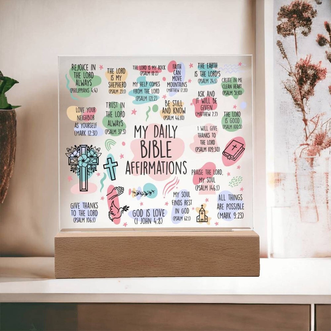 My Daily Bible Affirmations Acrylic Plaque, Inspirational Bible Verse ...