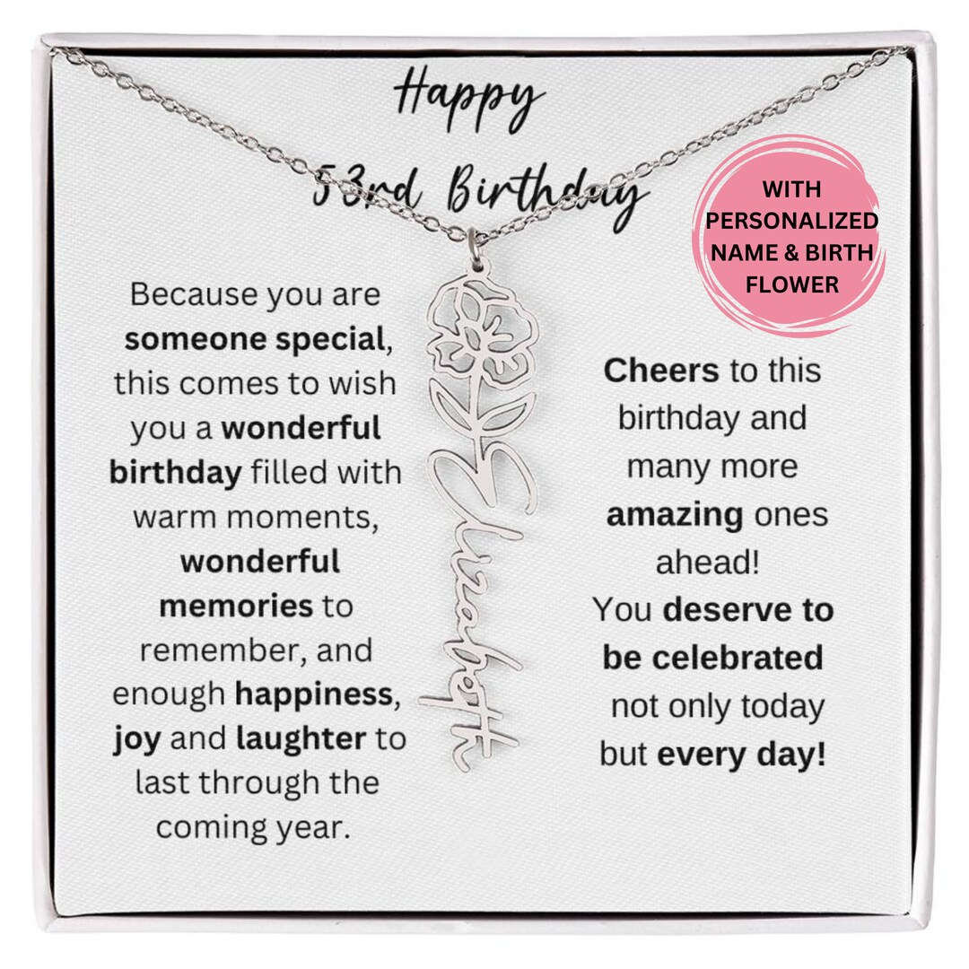 53rd Birthday Birth Flower Necklace, 53rd Birthday Gift for Women ...