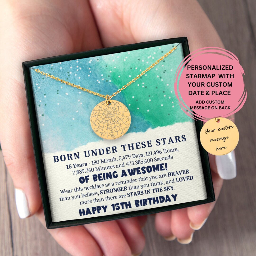 Happy 15th Birthday Custom Star Map by Date, Happy 15th Birthday of ...