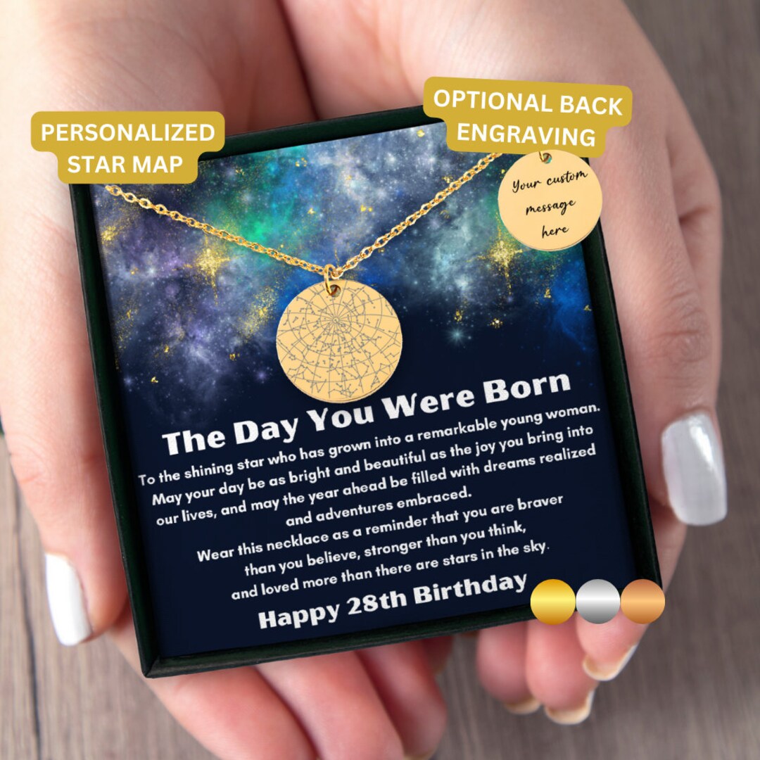 28th Birthday Gift With Custom Star Map and Date, Night You Were Born ...