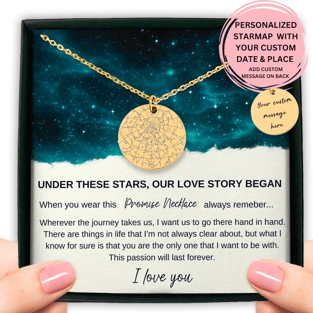 Custom Star Map Promise Necklace for Girlfriend, , Special Date ...