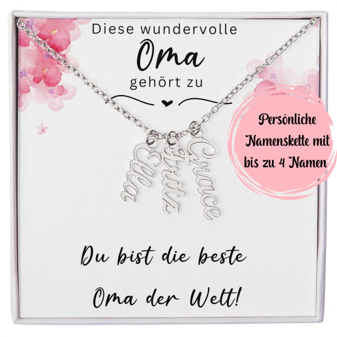 Personalisiertes Geschenk an Oma, Allerbeste Oma, Kette Mit Namen Der ...