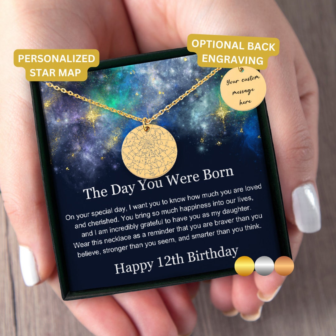 12th Birthday Gift With Custom Star Map and Date, Night You Were Born ...