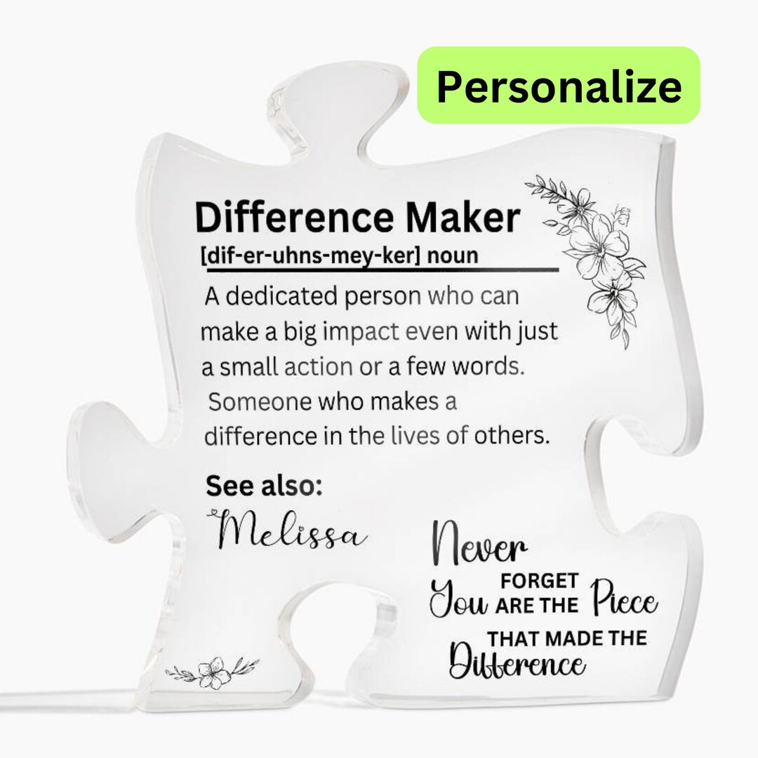 Personalized Difference Maker Plaque, Difference Maker Gift, Difference ...