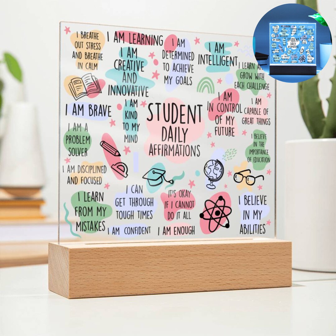 Student Daily Reminder Acrylic Stand With LED, Back to School Gift ...