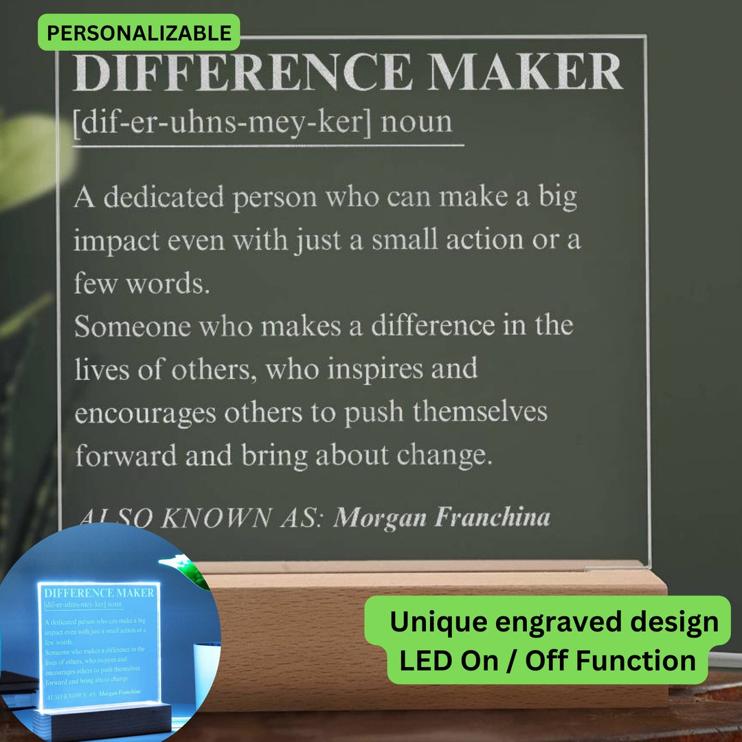 Difference Maker Plaque, Engraved Plaque Mentor, Leader Gift, Teacher ...
