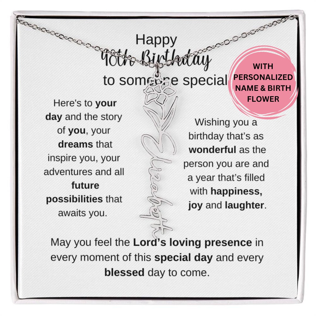 48th Birthday Combined Birth Flower Name Necklace, 48th Birthday Gift ...