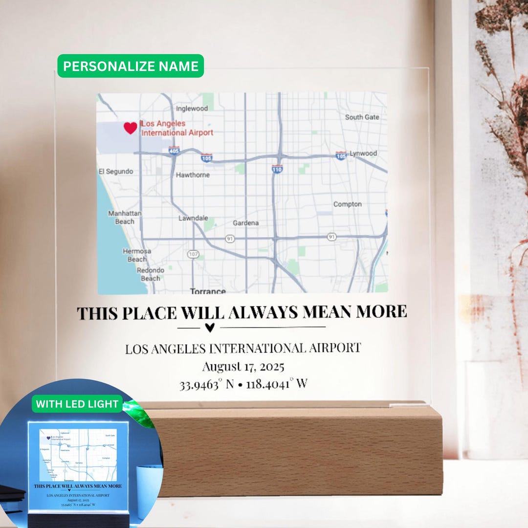 Personalized Map Acrylic Plaque, Where We Met Gift, Valentines Day Gift ...