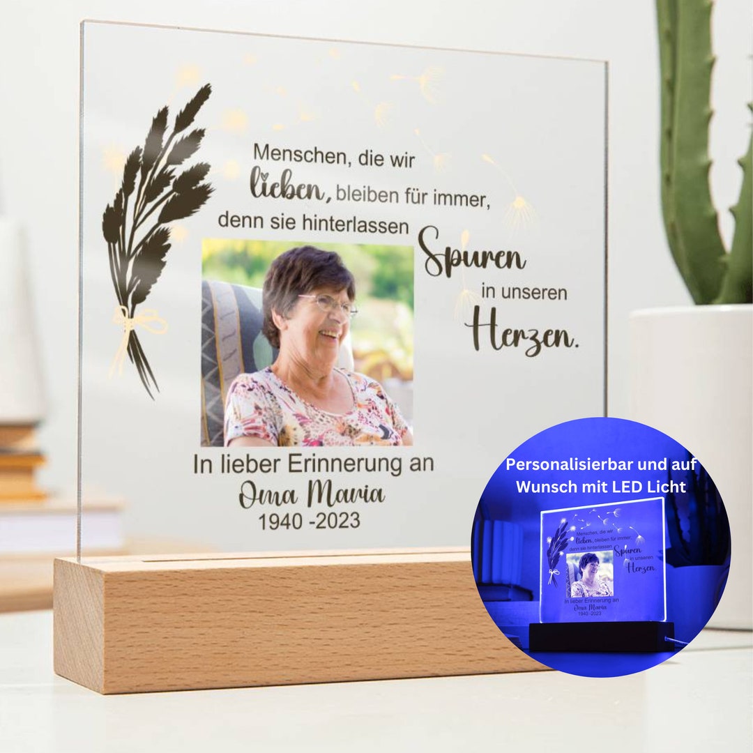 Geschenk Zur Trauer Personalisiert, Persönliches Geschenk Zur Trauer Mit Foto Acryl Platte Mit ...