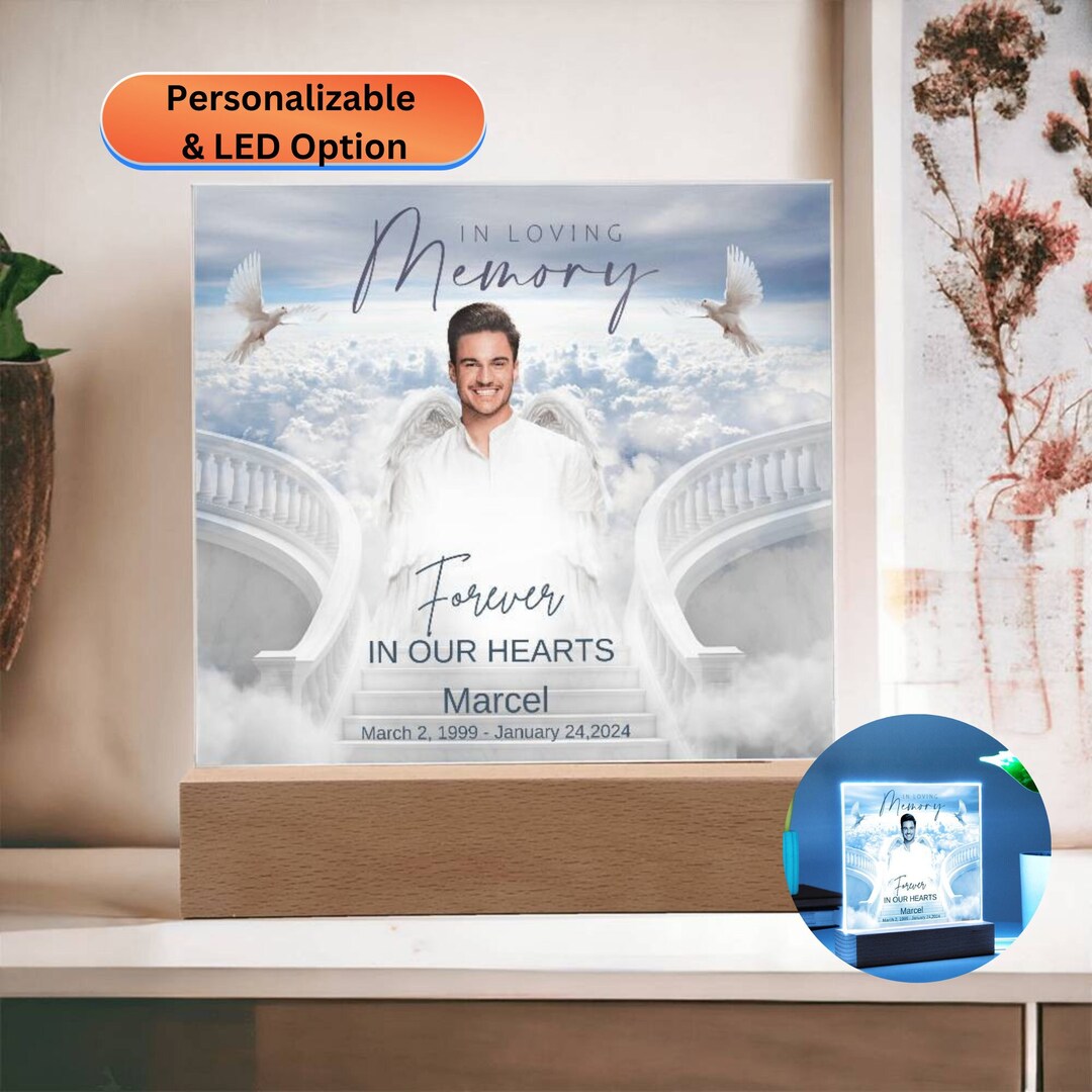 Memorial Photo Sign, Memorial Plaque With Photo, Personalized Memorial ...