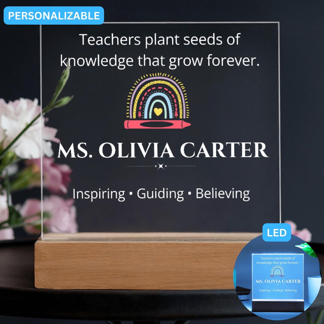 Kindergarten Teacher Acrylic Plaque, Personalized Desk Name Plate ...