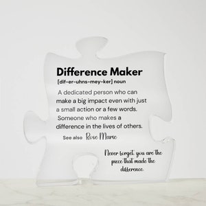 Personalized Difference Maker Plaque, Difference Maker Gift, Difference ...