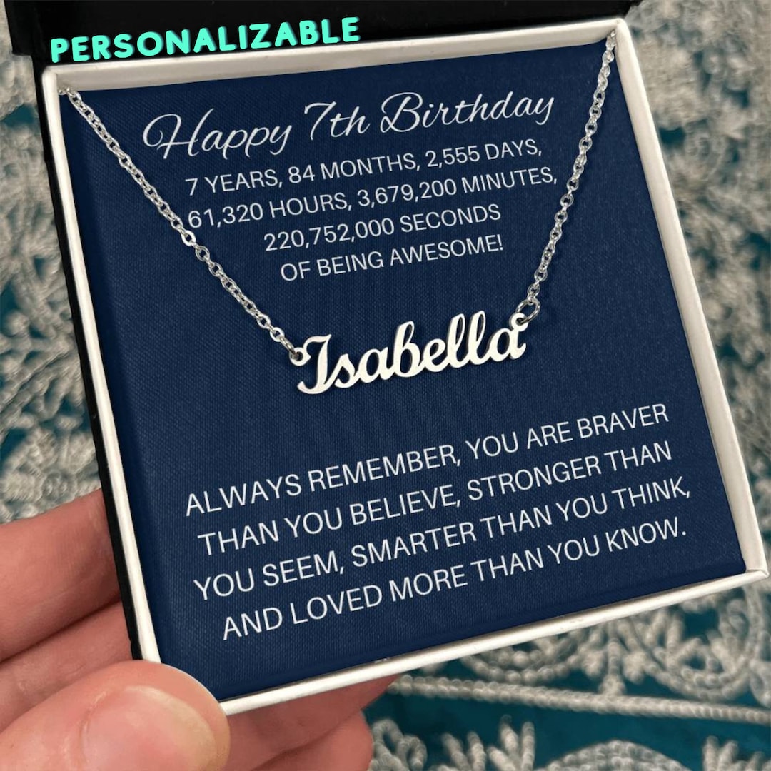 7th Birthday Gift for Her, 7th Custom Name Necklace, 7 Birthday Gift ...