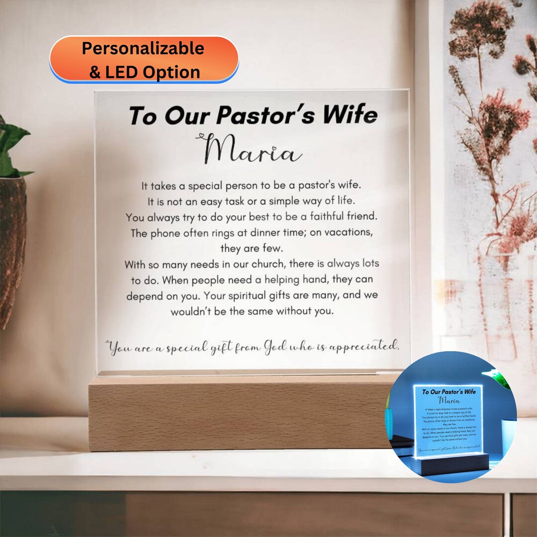 Personalized Pastor Wife Plaque,pastors Wife Thank You Gift,pastors ...