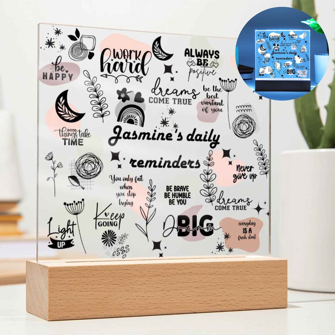 Daily Reminders LED Acrylic Plaque, Personalize Boho Daily Reminders ...