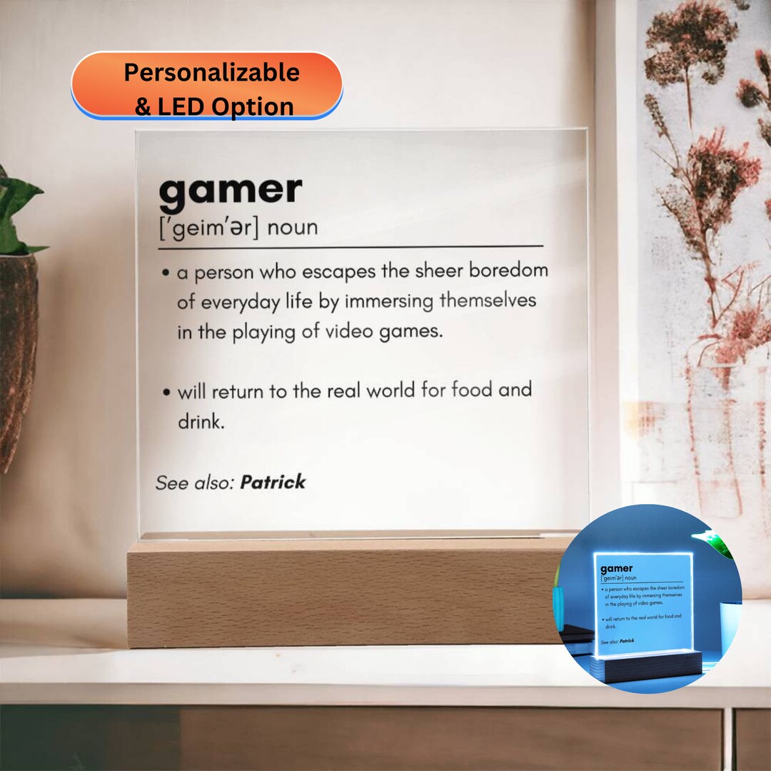 Gamer Definition Sign, Personalized Gamer Gift, Gamer Room Decor, Gift ...