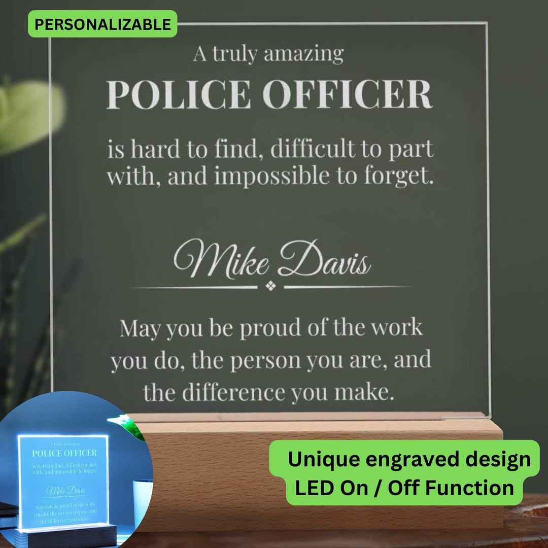 Police Officer Acrylic Plaque, Law Enforcement Thank You Gift, Officer ...