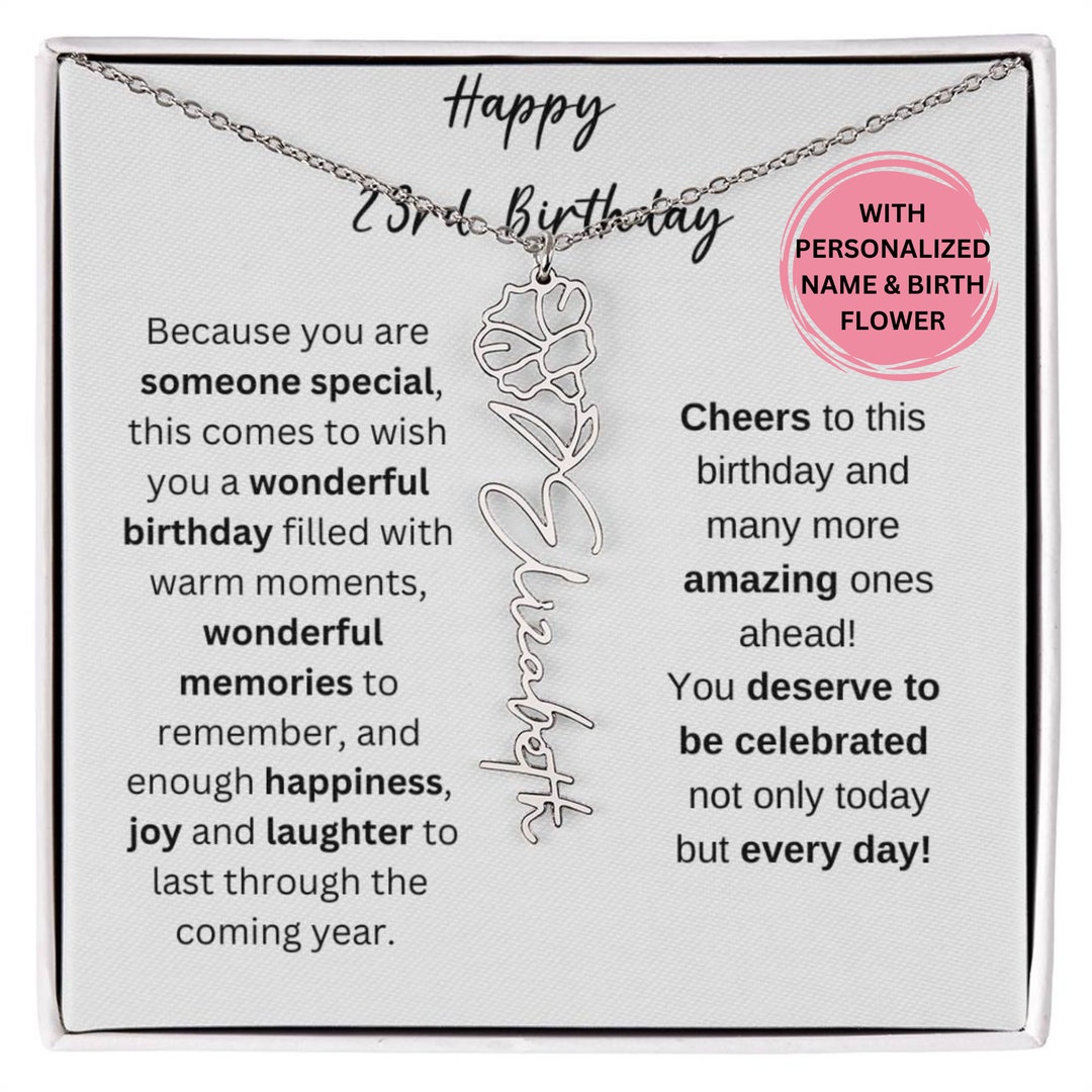 23rd Birthday Birth Flower Necklace, 23rd Birthday Gift for Women ...