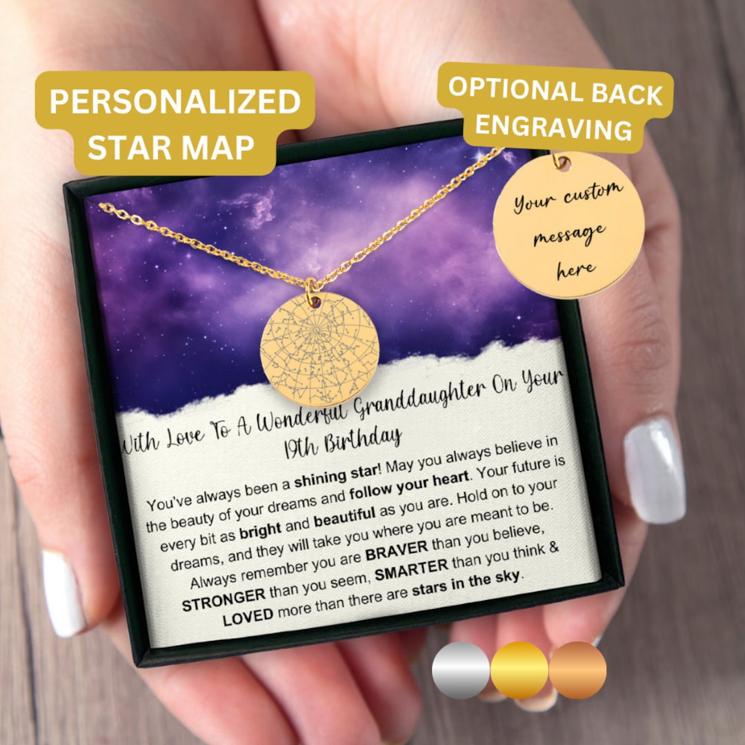 19th Birthday Gift Necklace to Granddaughter, Granddaughter Turning 19 ...