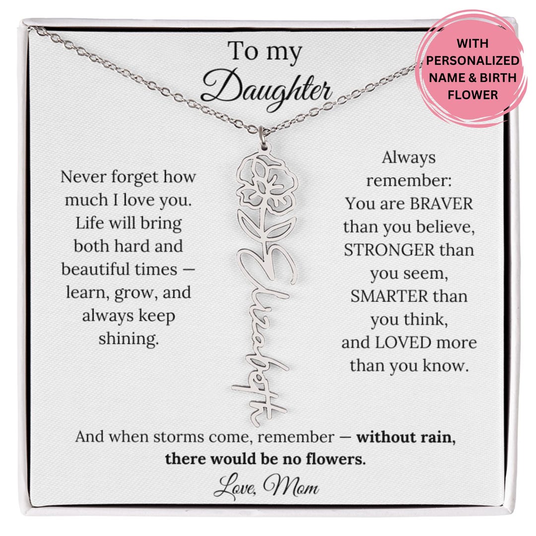 College Send off Gift for Daughter From Mom, Birth Flower Name Necklace ...