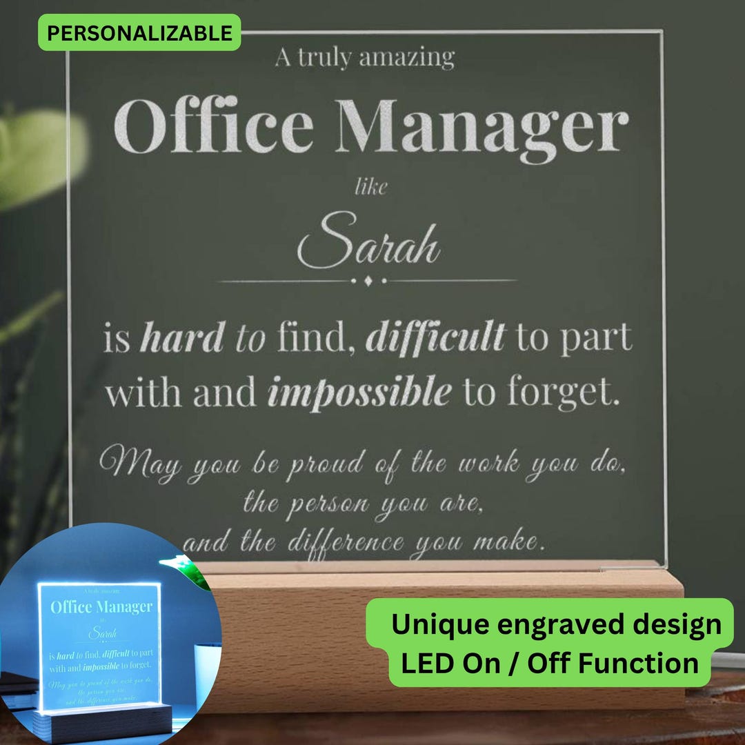 Office Manager Appreciation Gift, Custom Name Plaque, Boss Day Gift ...