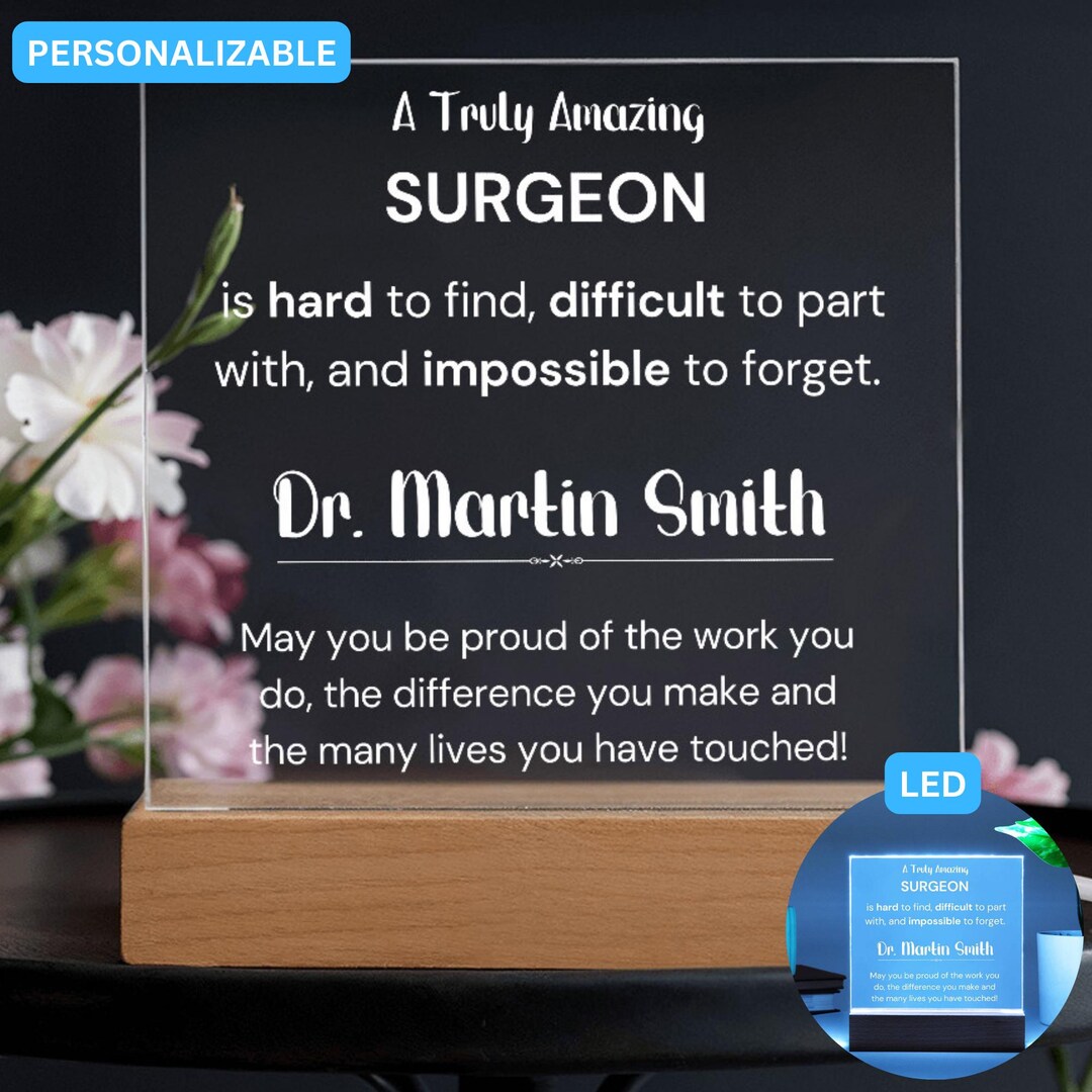 Personalized Surgeon Acrylic Plaque, Surgeon Appreciation Gift, Knee ...