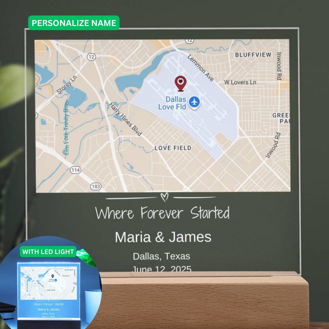Personalized Wedding Location Map Plaque, Custom Google Map Engagement ...