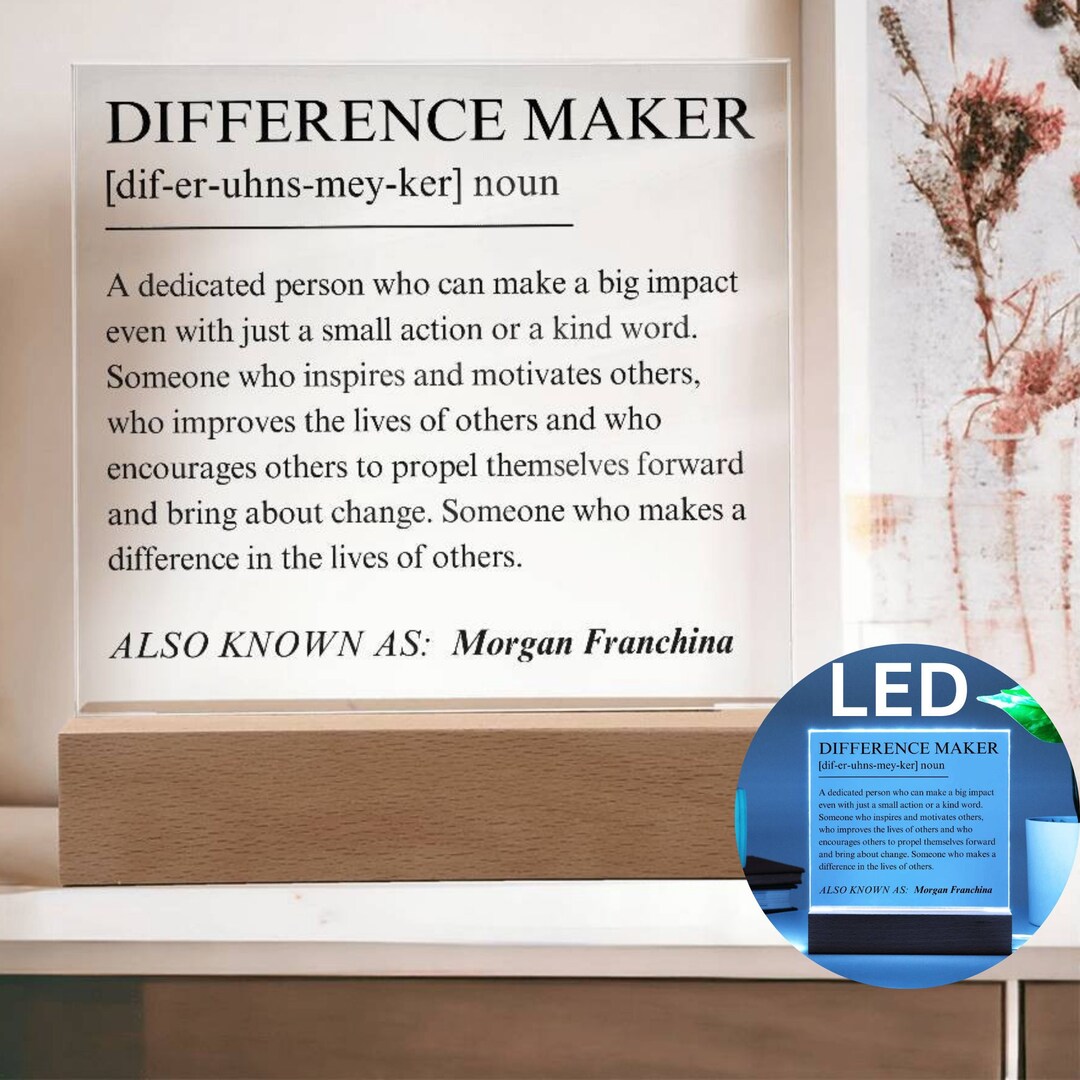 Difference Maker Plaque, Personalized Gift for A Leader, Social Worker ...