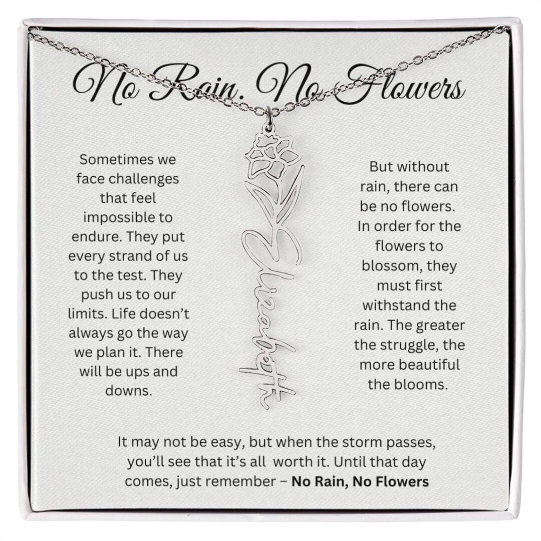 Strength Birth Flower Necklace Custom Gift For Struggeling Friend