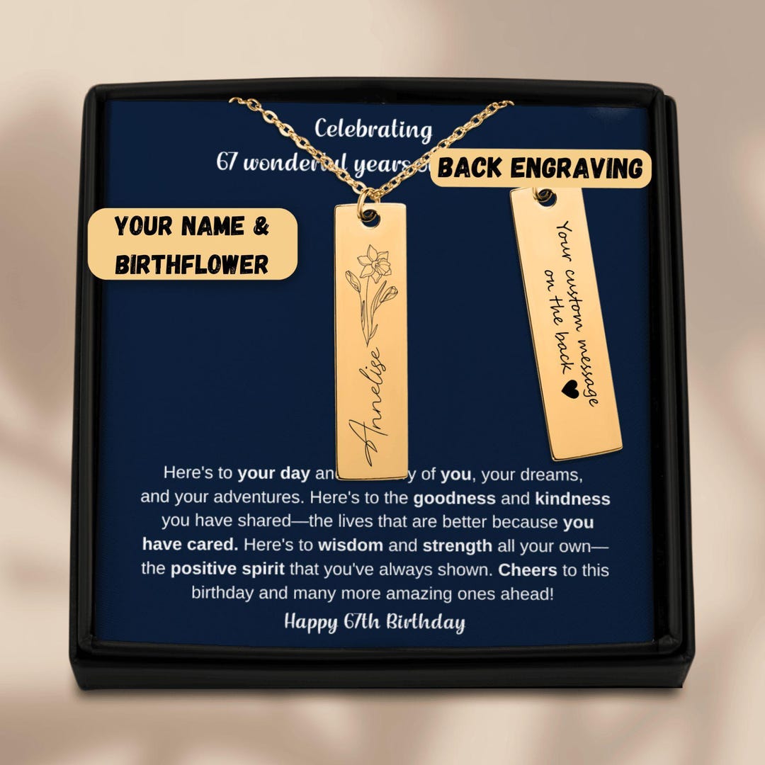 67th Birthday Necklace, Birth Flower Necklace 67th Birthday Jewelry ...