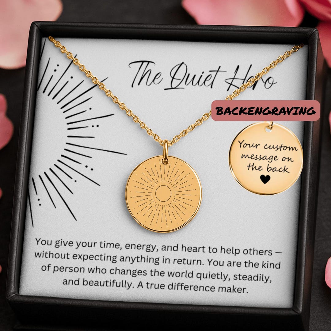 Thank You Volunteer Gift, Sun Coin Necklace for Her, Inspirational ...